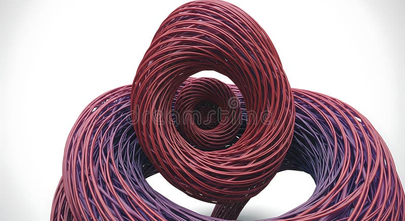 Abstract Twisted Wire Sculpture with Spiral Design on White Stock ...