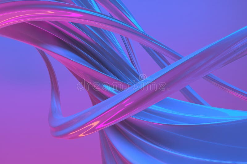 Abstract Twisting Metallic Ribbons in Vibrant Pink and Blue Colors ...