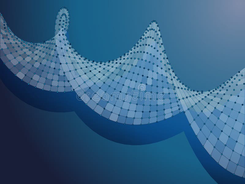 Abstract Twisting Net Connect the Dots on Blue. Stock Vector ...