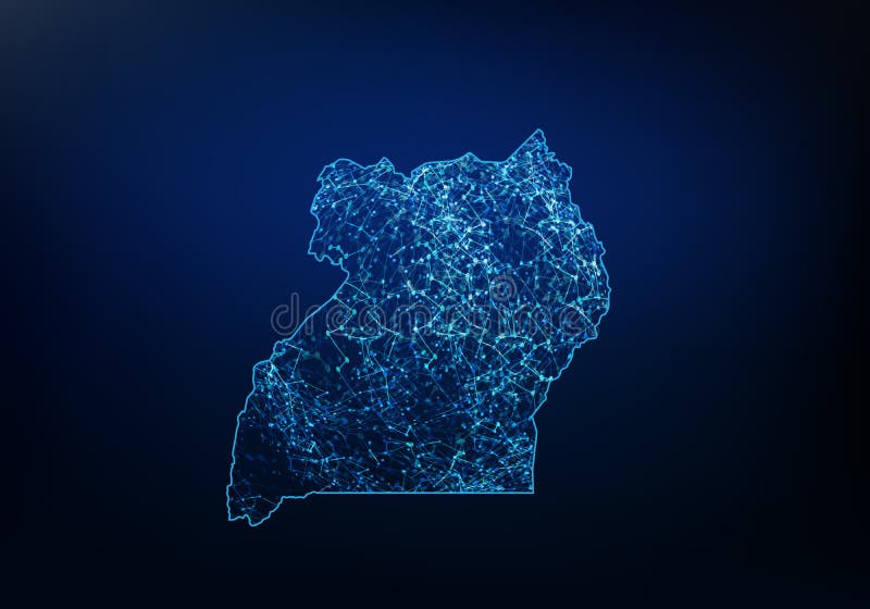 Abstract of Uganda Map Network, Internet and Global Connection Concept ...