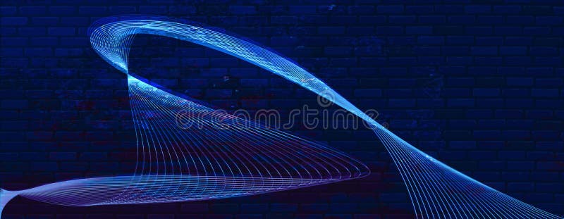 Abstract Ultra Blue Template with Neon Wavy Lines. Brick Texture Stock ...
