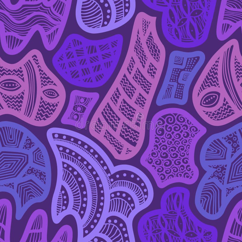 Violet Doodle Flowers Vector Seamless Pattern Stock Vector ...