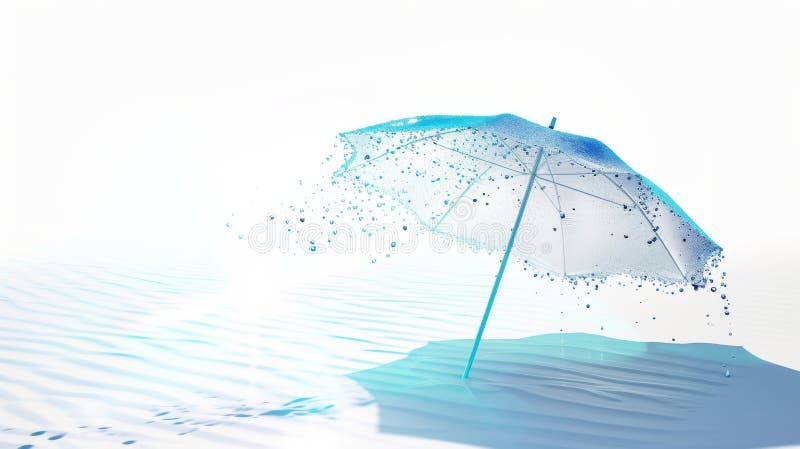 Abstract Umbrella Disintegrating into Water Droplets Stock Photo - Image of lightness ...
