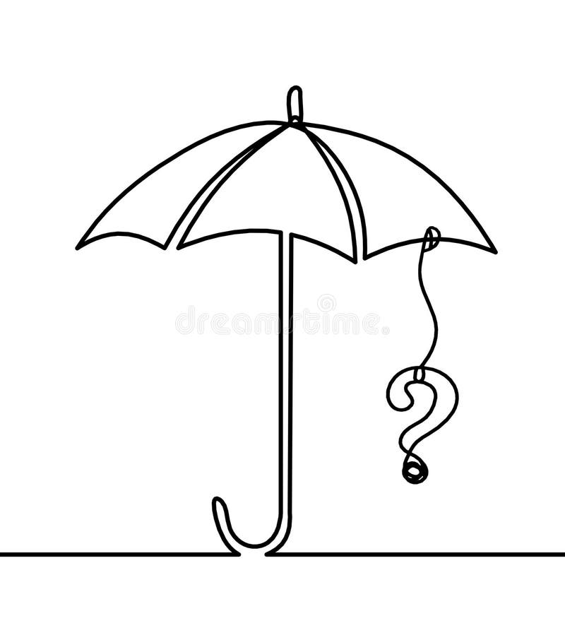 Abstract Umbrella with Question Mark As Line Drawing on White Stock ...