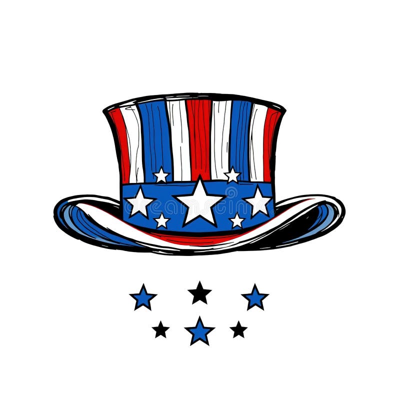 Abstract Uncle Sam Hat with Stars and Stripes Pattern Patriotic Graphic ...