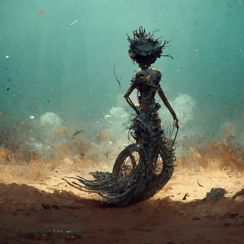 Abstract Underwater Mermaid Creature. Ai Generated. Stock Illustration ...