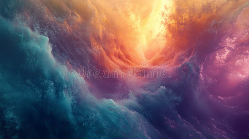 Abstract Underwater Scene with Vibrant Blue Purple and Orange Waves ...