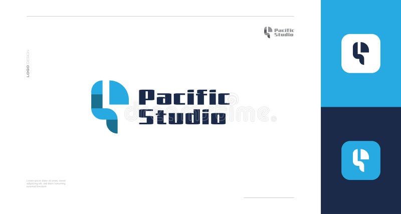 Abstract and Unique Blue Letter P Logo Design Stock Vector ...