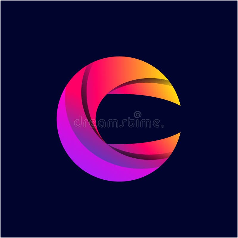 Abstract and Unique C Letter Gradient Multicolored Stock Vector ...