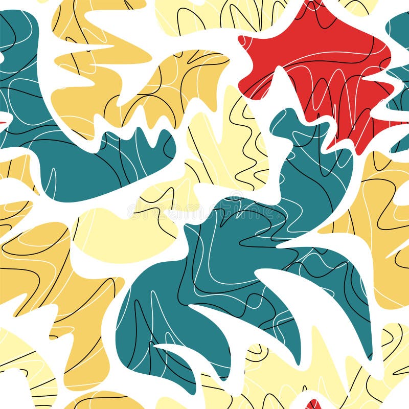 Abstract Unique Seamless Pattern with Colorful Wave Shapes Stock Vector ...