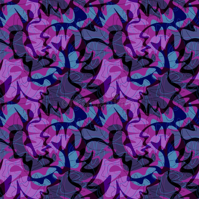 Abstract Unique Seamless Pattern with Colorful Wave Shapes Stock Vector ...