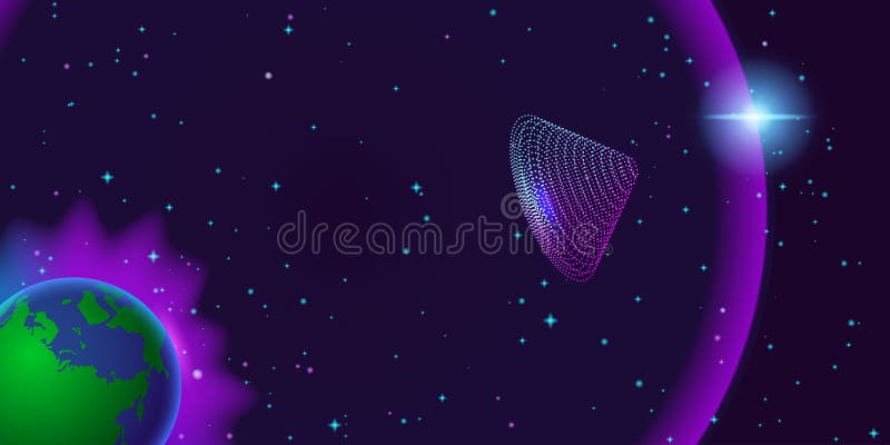 Abstract Universe Background with 3D Planet Earth Stock Illustration ...