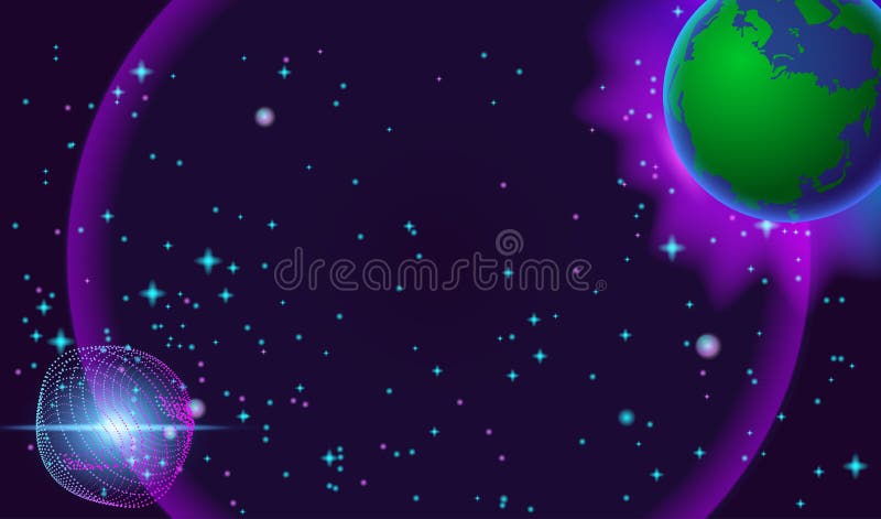 Abstract Universe Background with 3D Planet Earth Stock Illustration ...