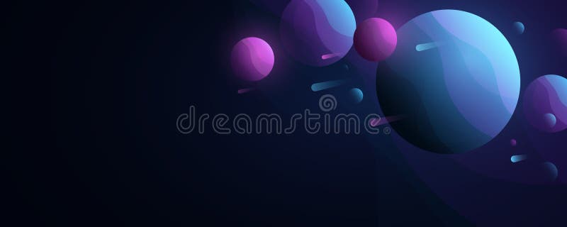 Abstract Universe Background with Glowing Colorful Planets. Modern ...