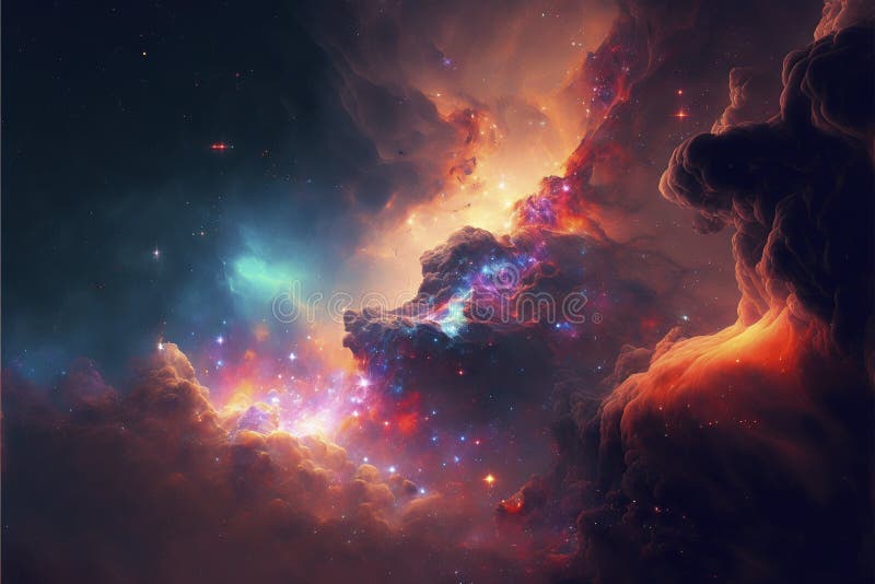 Abstract Universe in Vibrant Colors - Nebula Galaxy AI Illustration ...