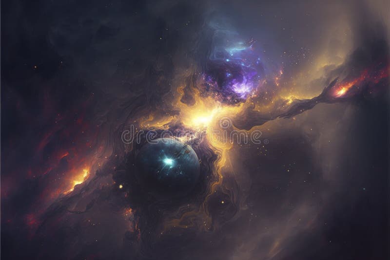 Abstract Universe in Vibrant Colors - Nebula Galaxy AI Illustration ...