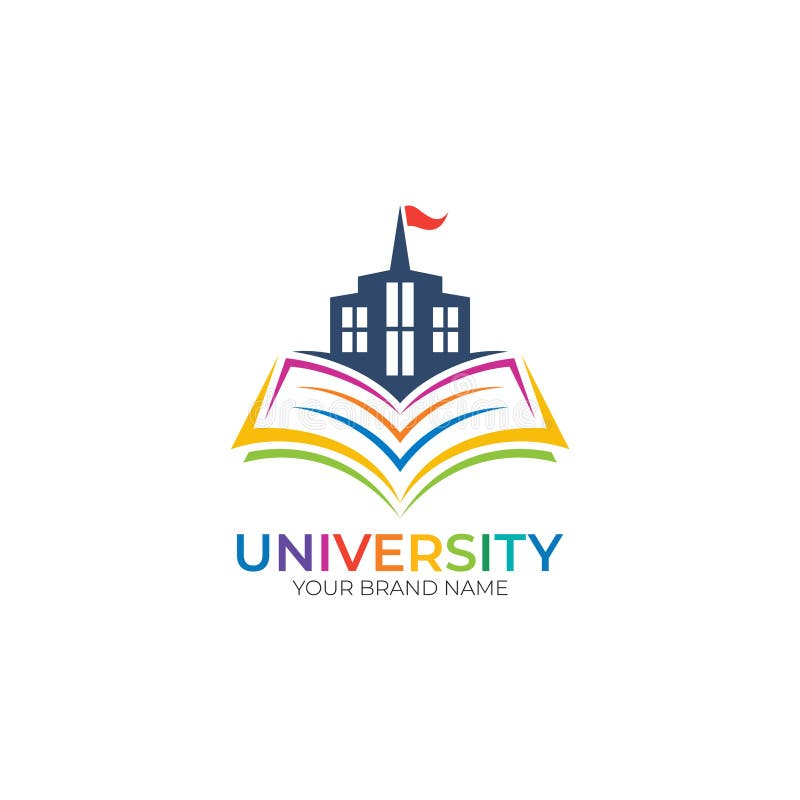 Abstract University Logo with Line Building and Book Symbols Stock ...