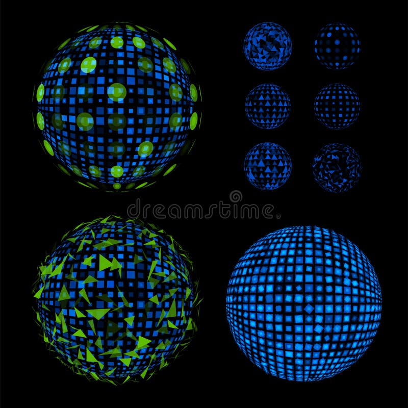 Abstract Unusual Net with Light Effects Design Illustrations Set. Disco ...