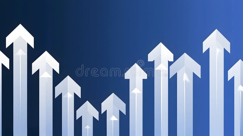 Abstract Upward Arrows on a Blue Gradient Background Stock Illustration ...