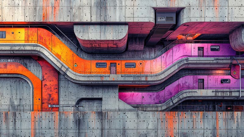 Abstract Urban Architecture with Colorful Patterns and Textures on ...