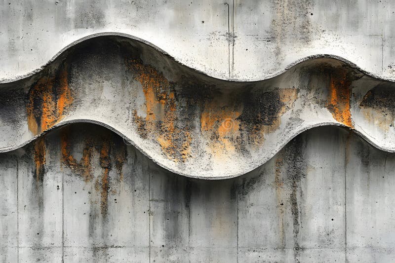 Abstract Urban Architecture with Wavy Concrete Design and Rust Details ...
