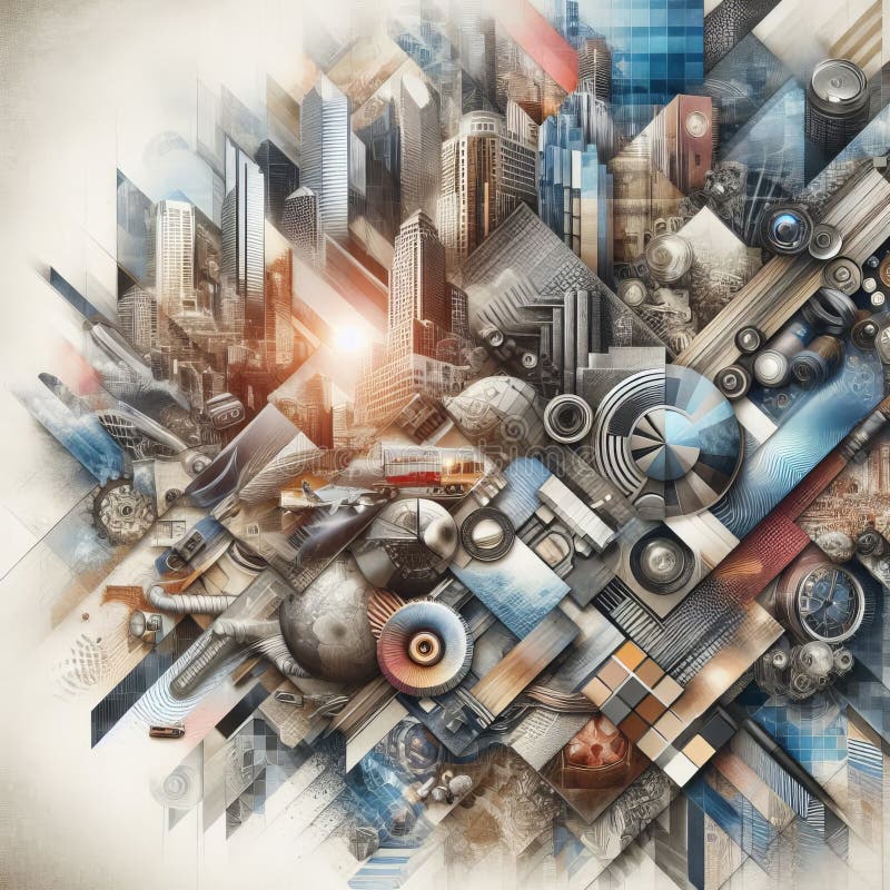 Abstract Urban Collage with Architectural Elements Stock Image - Image ...