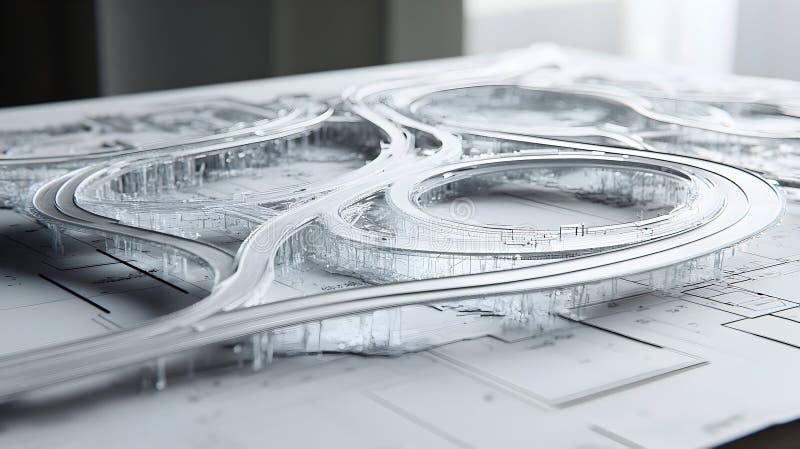 Abstract Urban Highway Design on Blueprint with Modern Architecture and ...