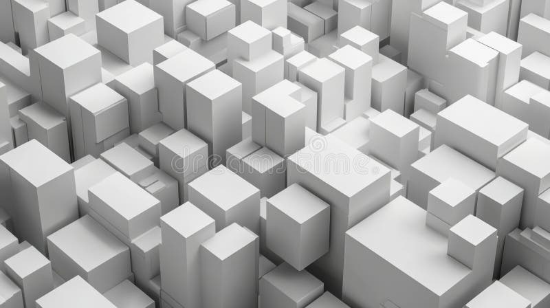 Abstract Urban Landscape Design with Geometric White Cubes for Modern ...
