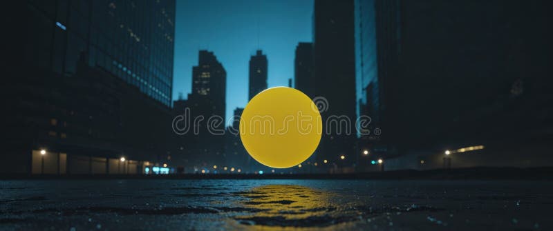 Abstract Urban Night Scene with Yellow Orb Stock Image - Image of scene ...