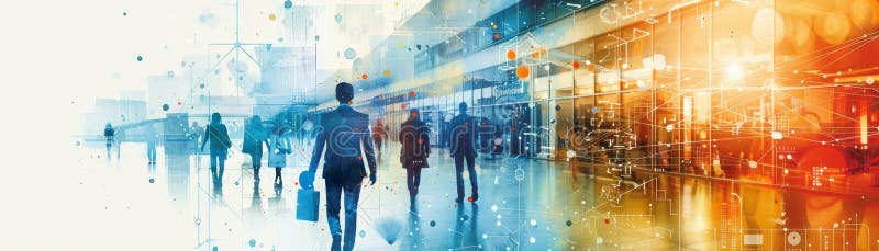 Abstract Urban Scene with Blurry Figures Moving through a Modern ... Abstract Urban Scene with Blurry Figures Moving through a Modern ...