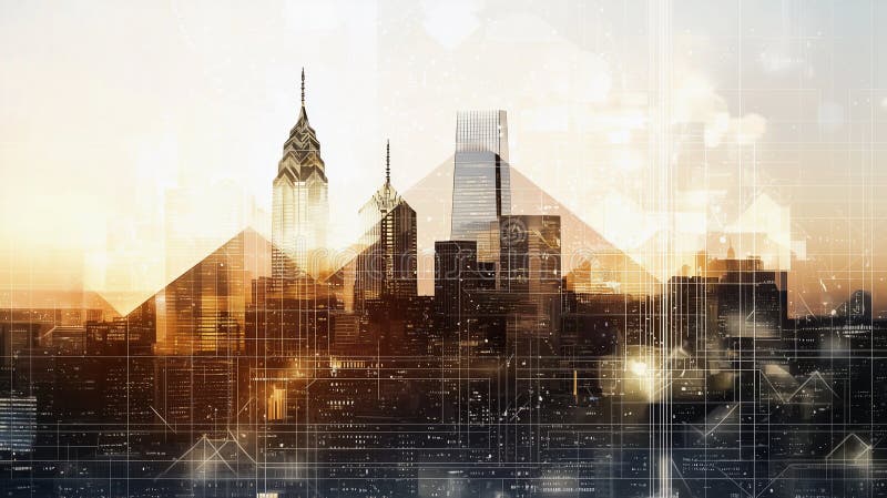 AI Generated. Abstract Urban Skyline with Geometric Patterns ...