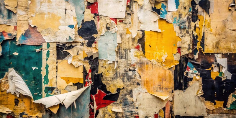 Abstract Urban Texture Layers of Torn and Weathered Posters on a Wall ...