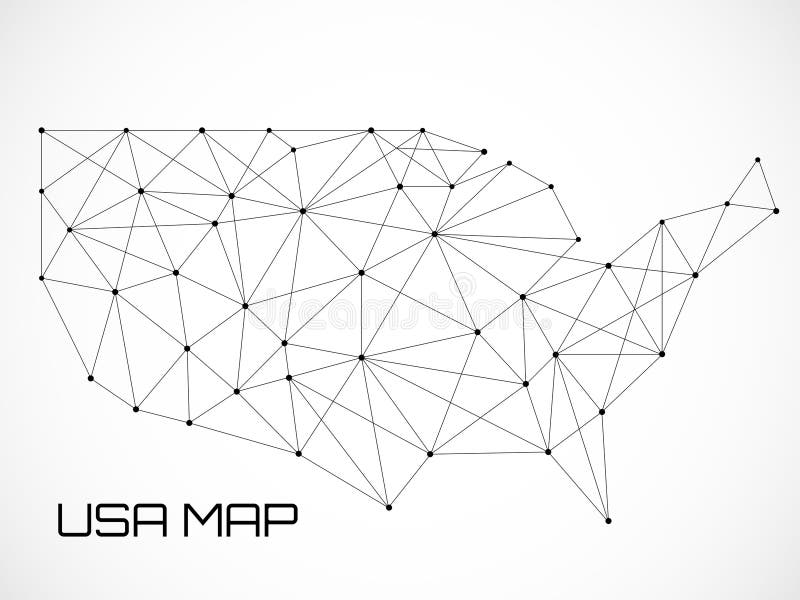 Abstract Usa Map of Line and Point. Geometric Structure Stock ...