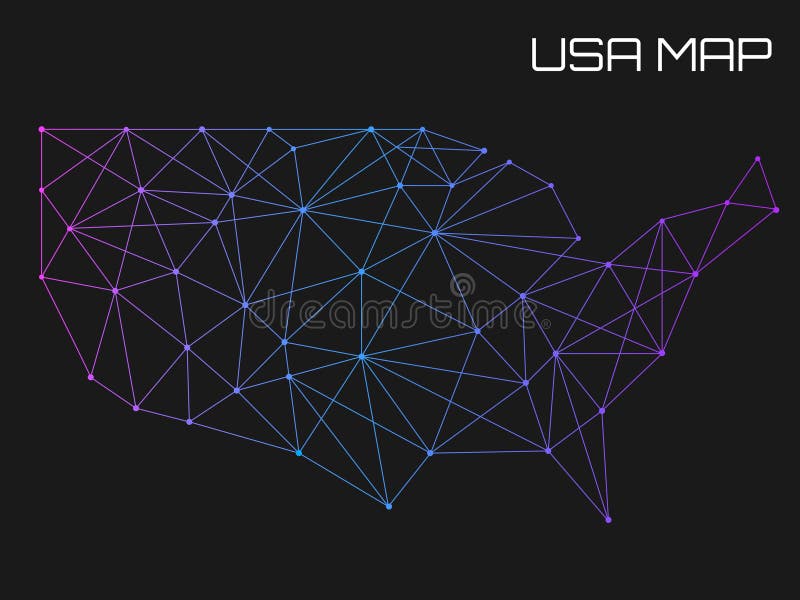 Abstract Usa Map of Line and Point. Geometric Structure Stock ...