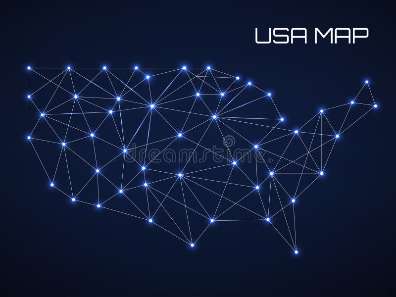 Abstract Usa Map of Line and Point. Geometric Structure Stock ...