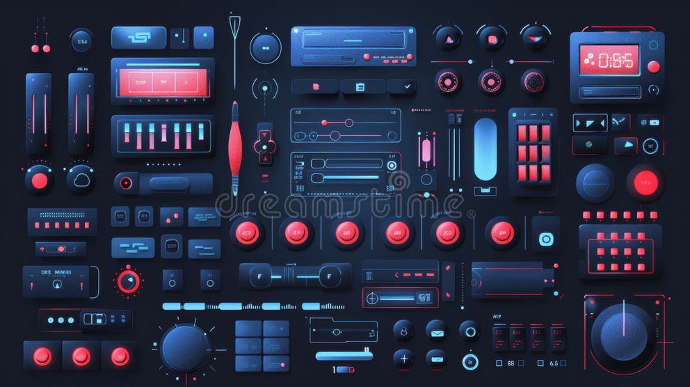 Abstract User Interface Elements for Modern Technology Design Stock Illustration - Illustration ...