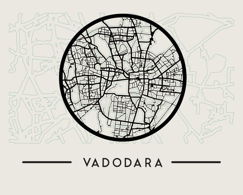 Abstract Vadodara City Map - Illustration Stock Illustration ...