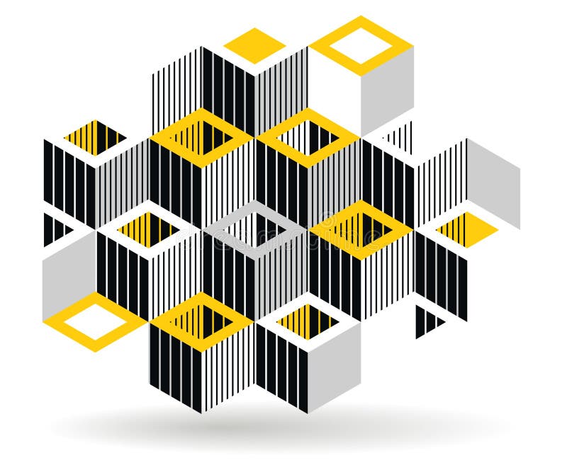 Abstract Vector Art with 3D Isometric Cubes Geometric Background, Op ...