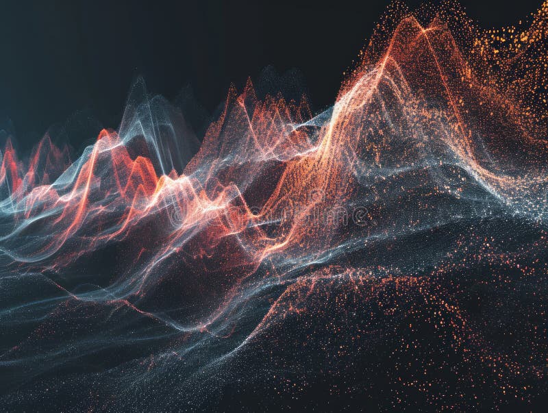 Abstract Vector Background. Big Data Visualization. Dynamic Wave with Particles Stock ...