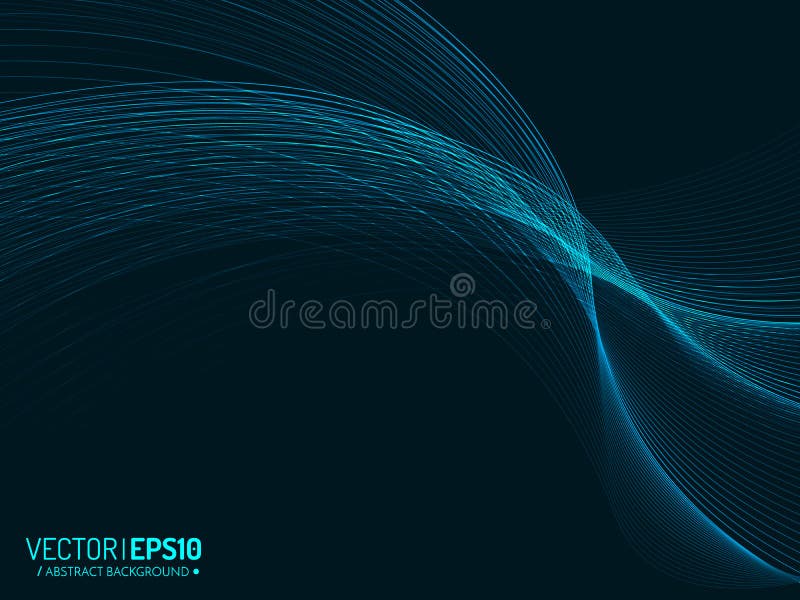 Abstract Vector Background, Blue Transparent Waved Lines for Brochure ...