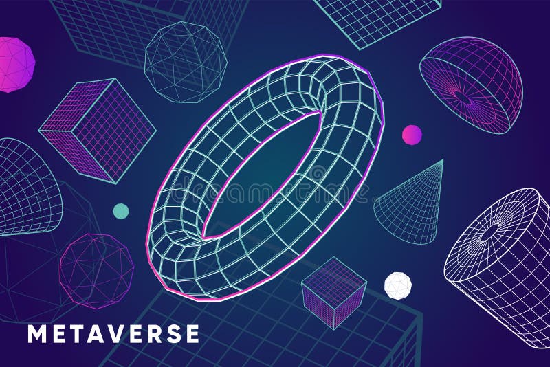 Abstract Vector Background. 3d Mesh Shapes. Grid Texture Objects ...