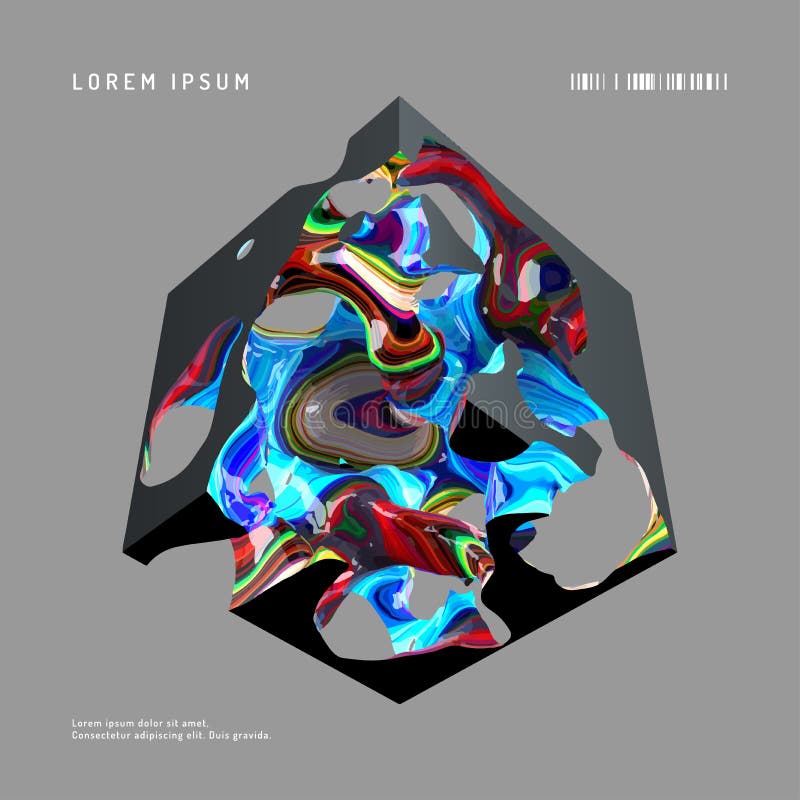 Abstract Vector Background. Modern Composition with Black Cube and ...