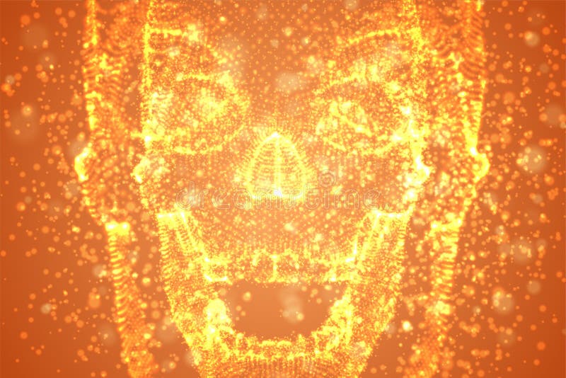 Abstract Vector Background with Particles in the Form of a Human Skull ...