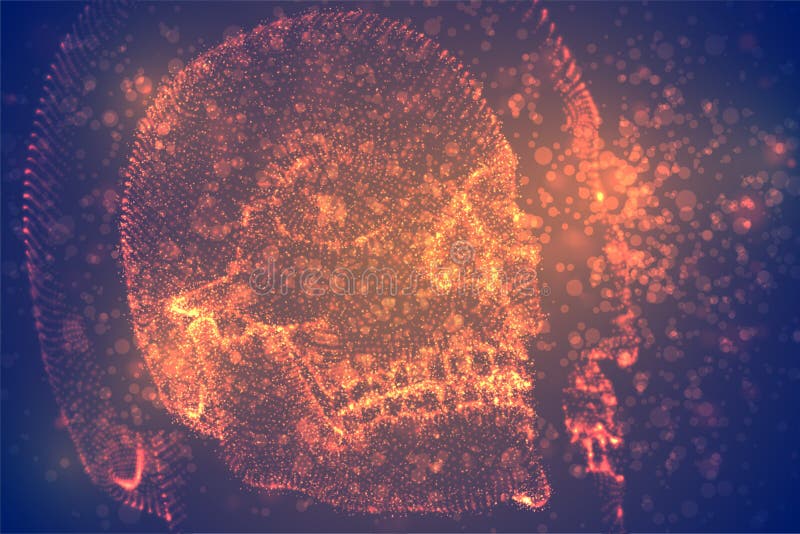 Abstract Vector Background with Particles in the Form of a Human Skull ...