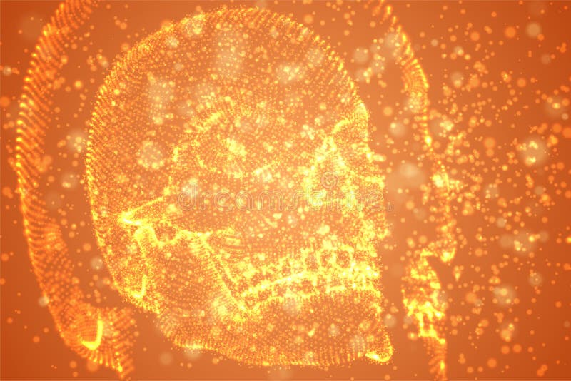 Abstract Vector Background with Particles in the Form of a Human Skull ...