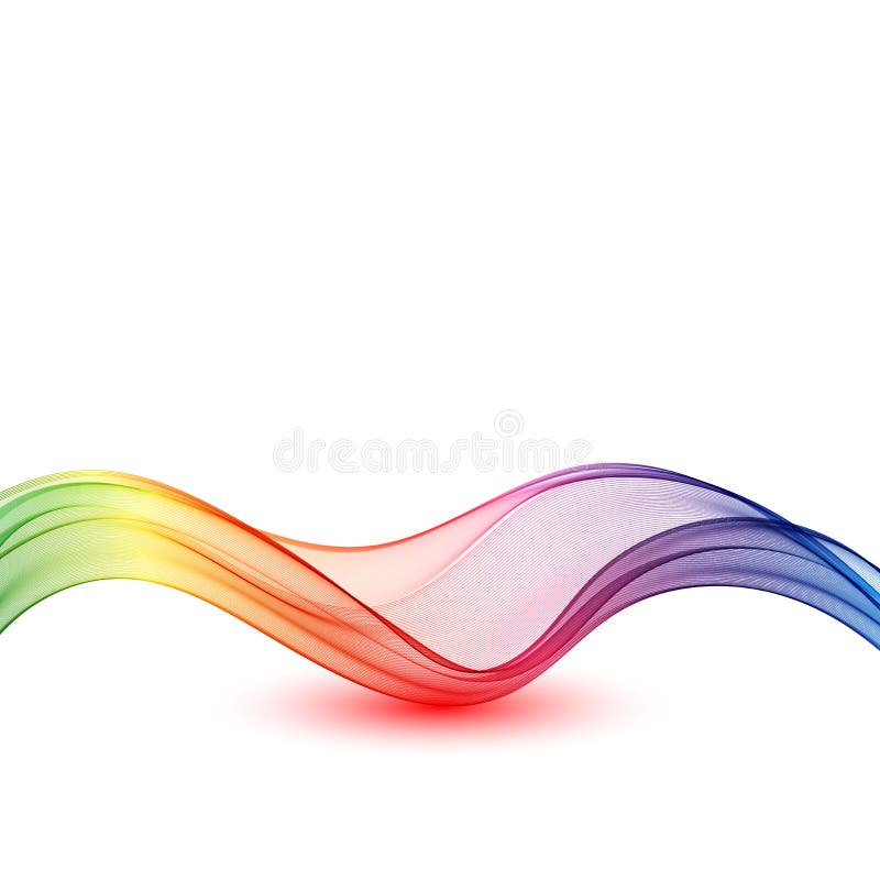 Rainbow Wavy Smoky Lines on a Transparent Background. Abstract ...