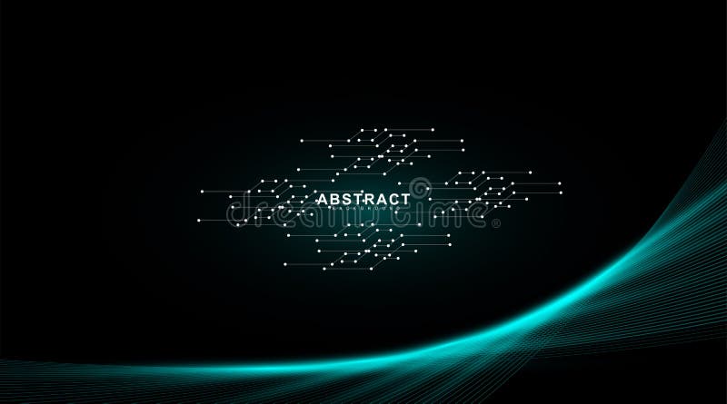 Abstract Vector Background. Wave Lines and Lines Connecting Points ...