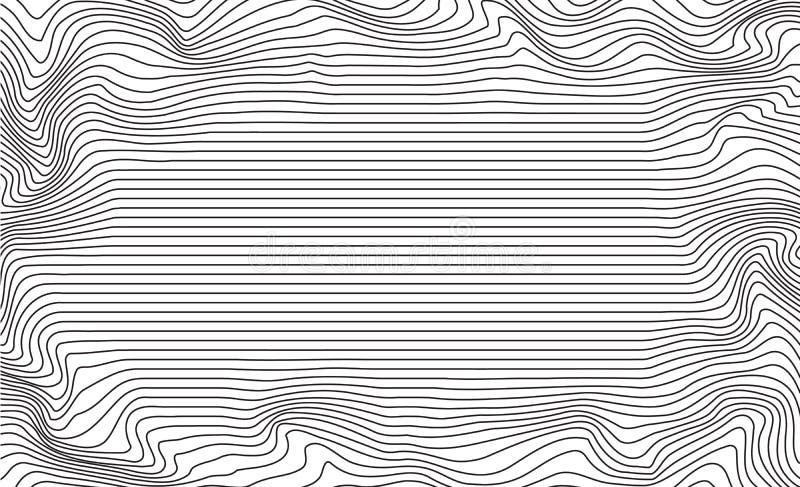 Abstract Vector Background of Waves. 3D Optical Illusion, Line Art ...