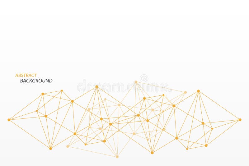 Abstract Vector Background. Yellow Network Triangle Pattern. Lines and ...