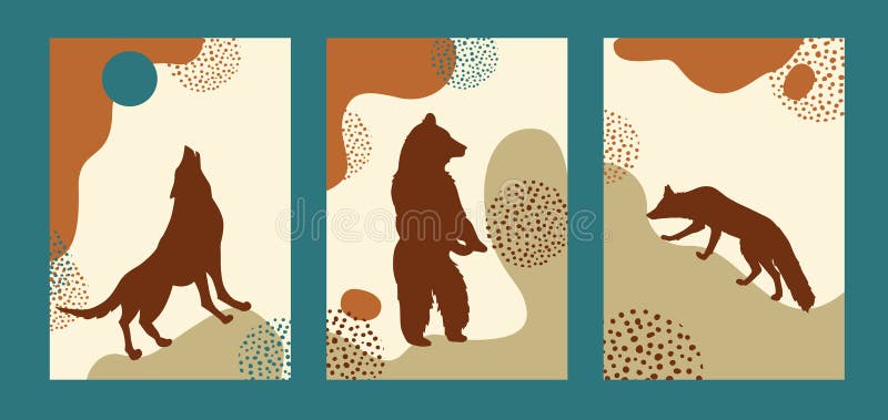 Abstract Vector Backgrounds with Animals. Flat Style Modern Vertical ...
